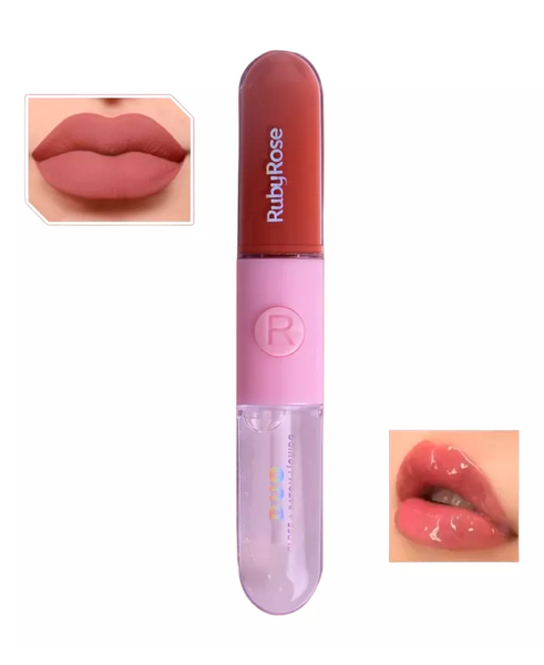 RUBY ROSE LIP GLOSS DUO MATE BRILLO TONO D08 HB-F568/G2 – El Palacio De La Belleza