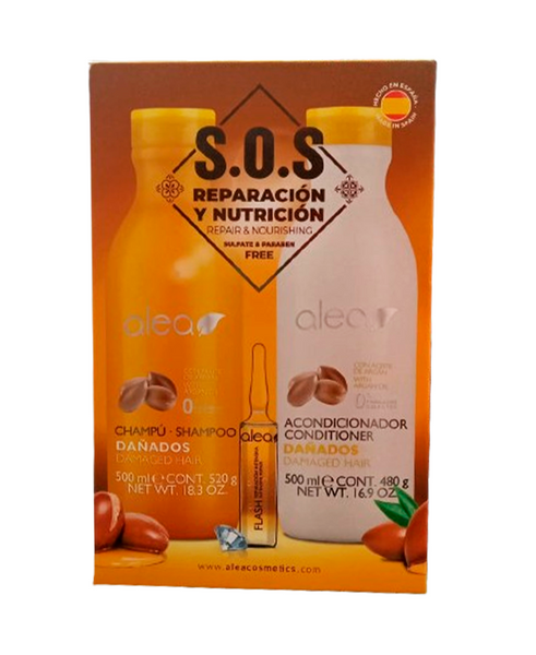 ALEA SOS PACK REPARACION Y NUTRICION SHAMPOO/ ACOND/ 3 AMPOLLETAS – El Palacio De La Belleza