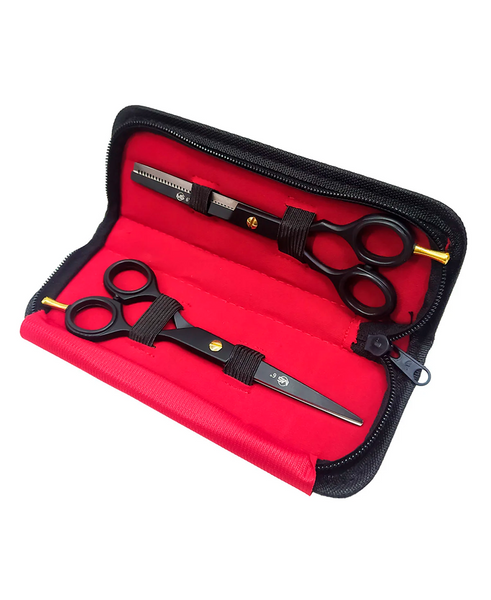 MS KIT 2 PZAS. TIJERA/ LINEAL ENTRESACAR 5.5 PULGADAS BLANCO CON NEGRO ...